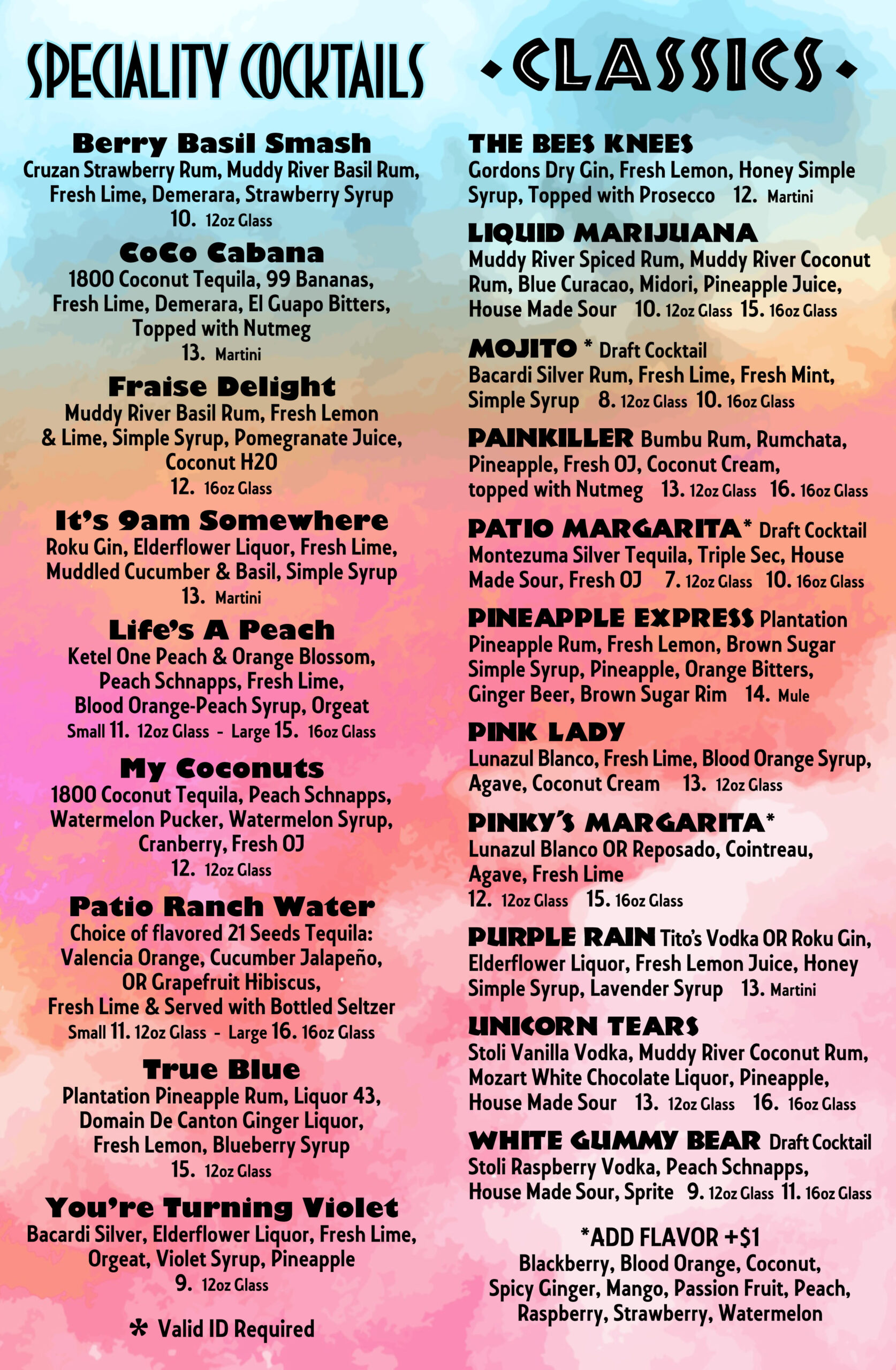 Menus – Pinky’s Westside Grill™